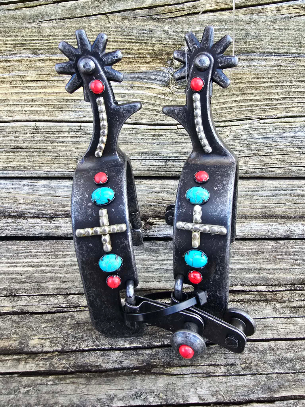 Southwest Collection Dark Grey Steel Cross Spurs – J and S Tack