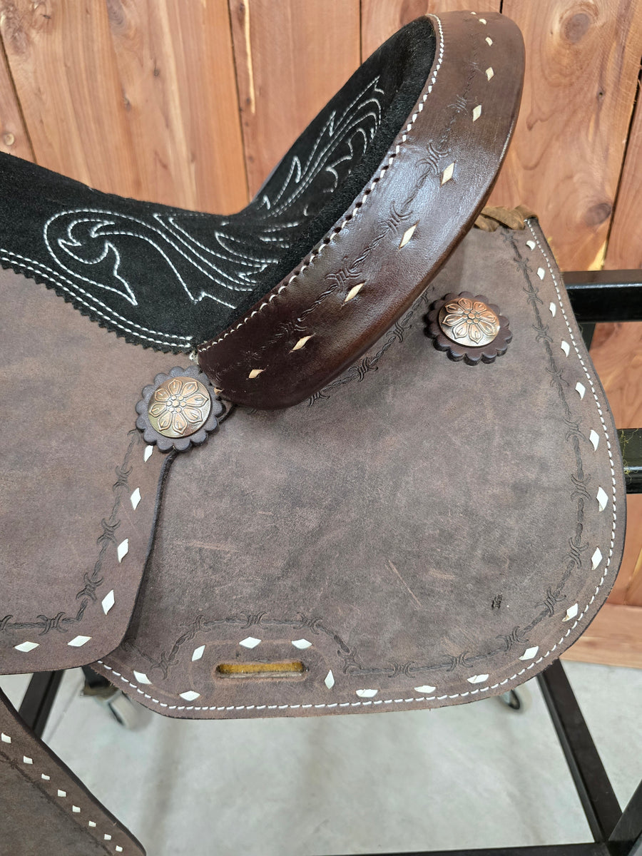 Barbed Wire Tooled Saddle – J and S Tack